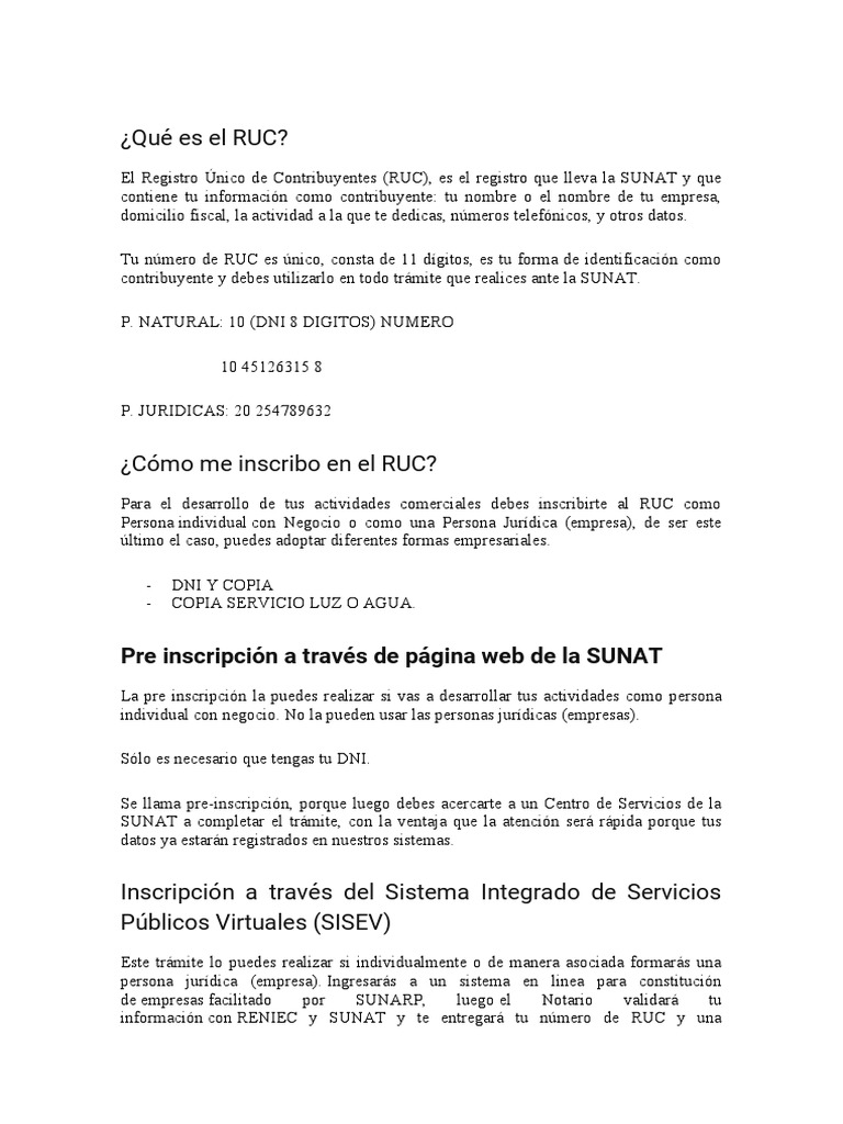 Qué Es El RUC | PDF