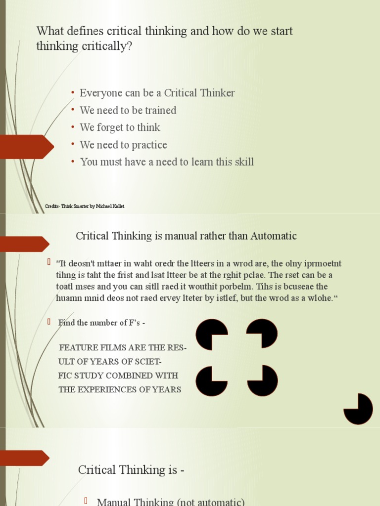 What Defines Critical Thinking and How Do We Start Thinking Critically? | PDF | Critical ...