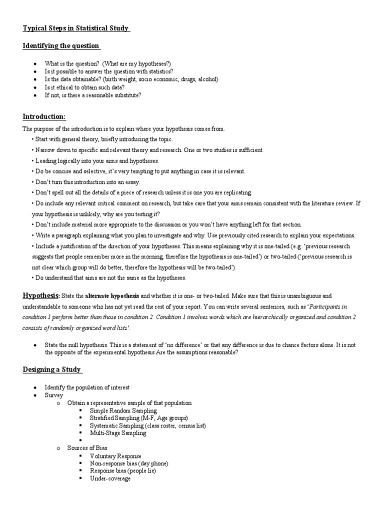 Typical Steps in Statistical Study More Info | PDF | Experiment ...