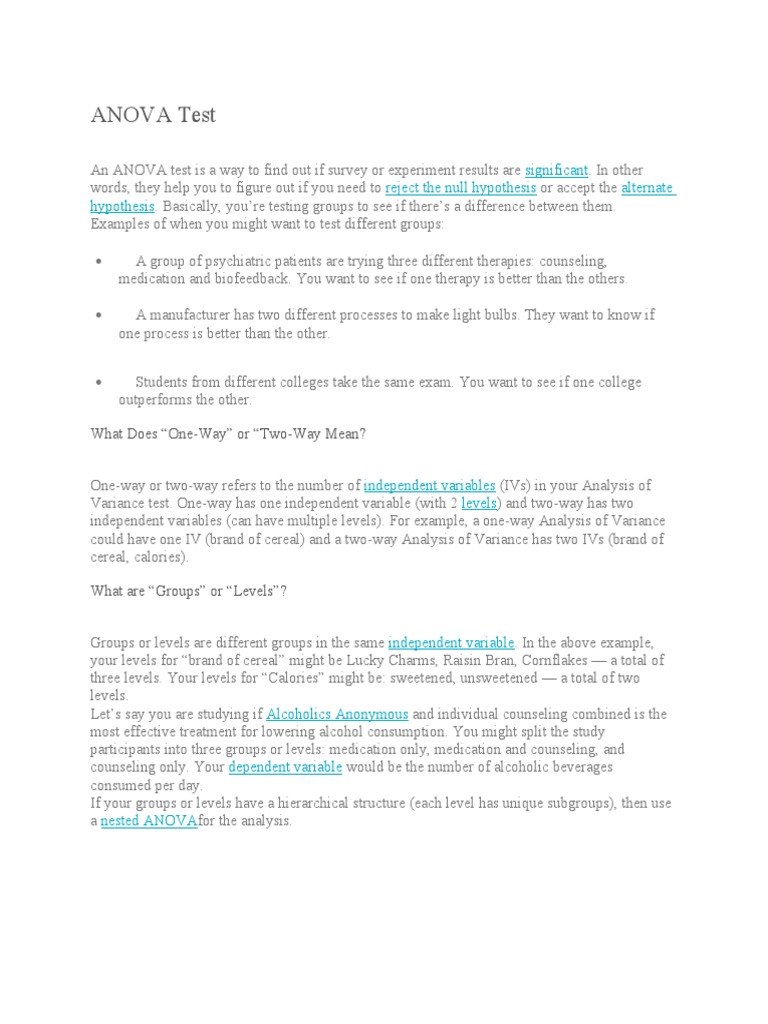 ANOVA Test How To | PDF | Analysis Of Variance | Categorical Variable