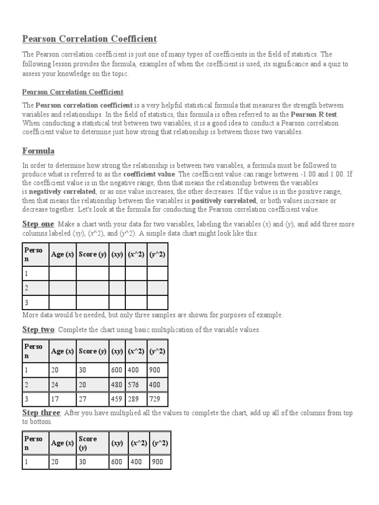 Pearson Correlation Coefficient | PDF | Correlation And Dependence ...
