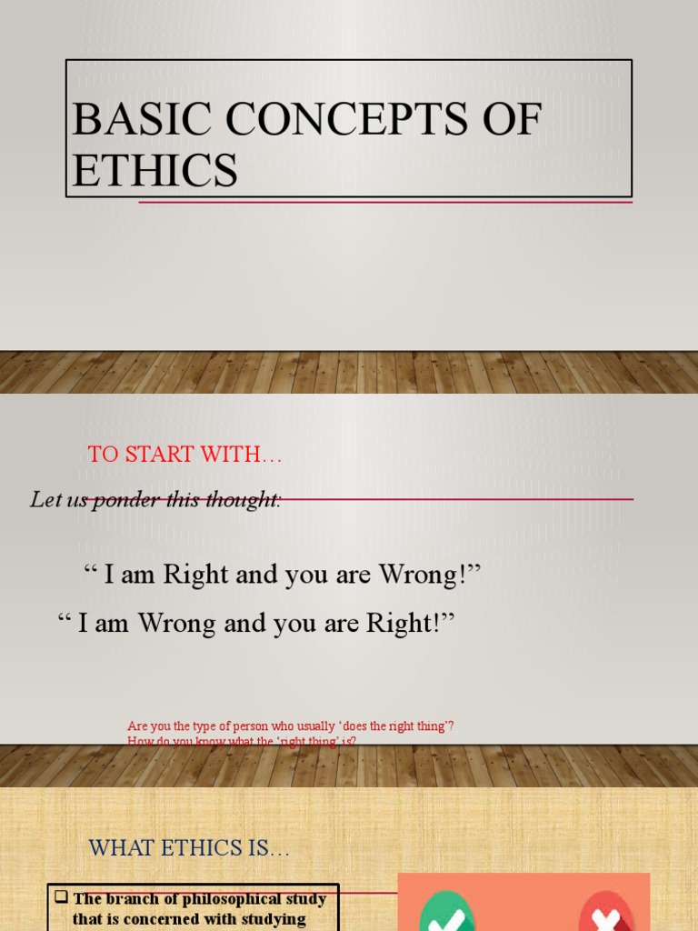 Lesson 1 Basic Concepts of Ethics | PDF | Morality | Autonomy