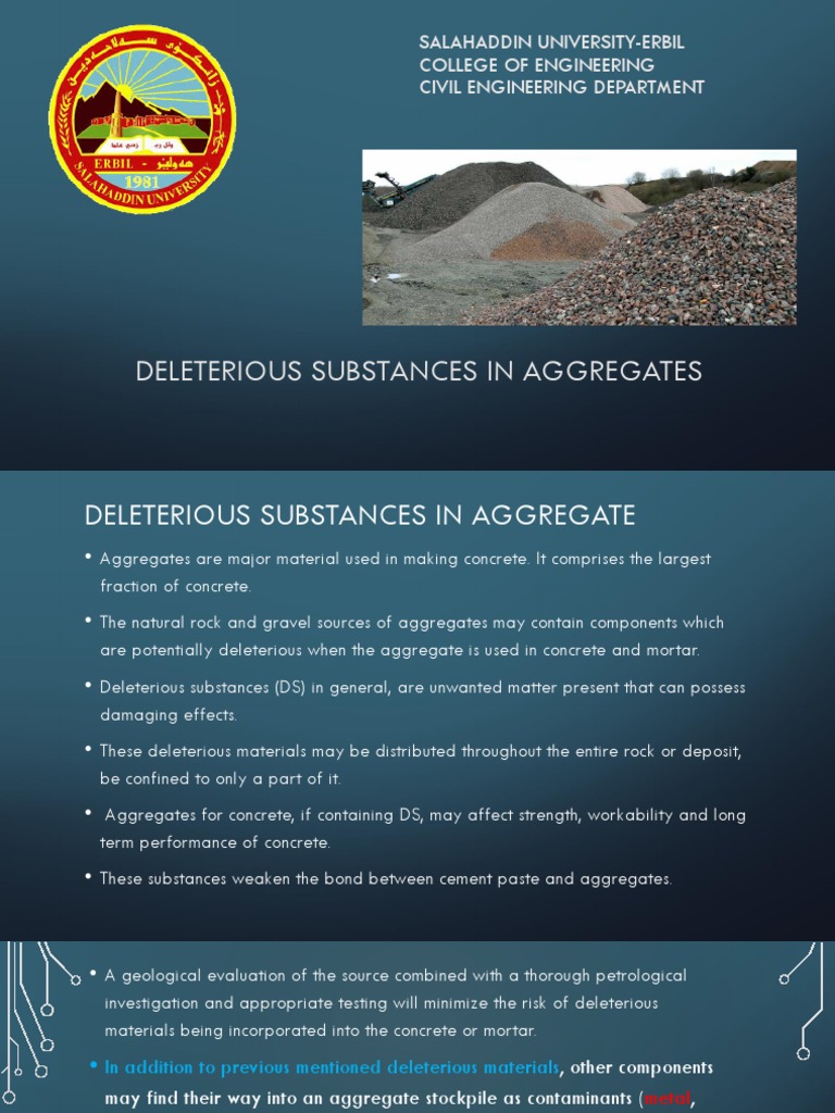 Deleterious Substances in Aggregates | PDF | Concrete | Cement
