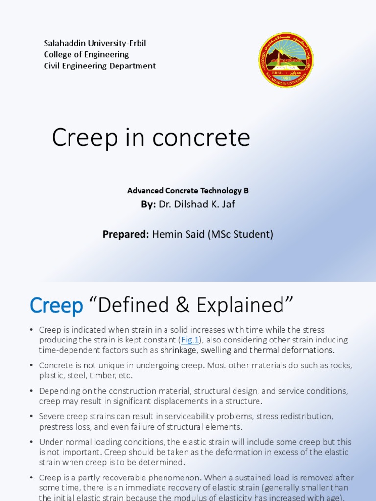 Creep in Concrete | PDF | Creep (Deformation) | Concrete
