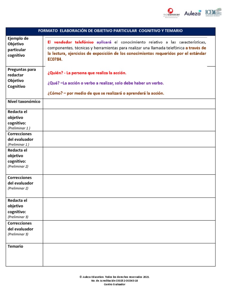 Elaboración de objetivos y temario | PDF | Cognición