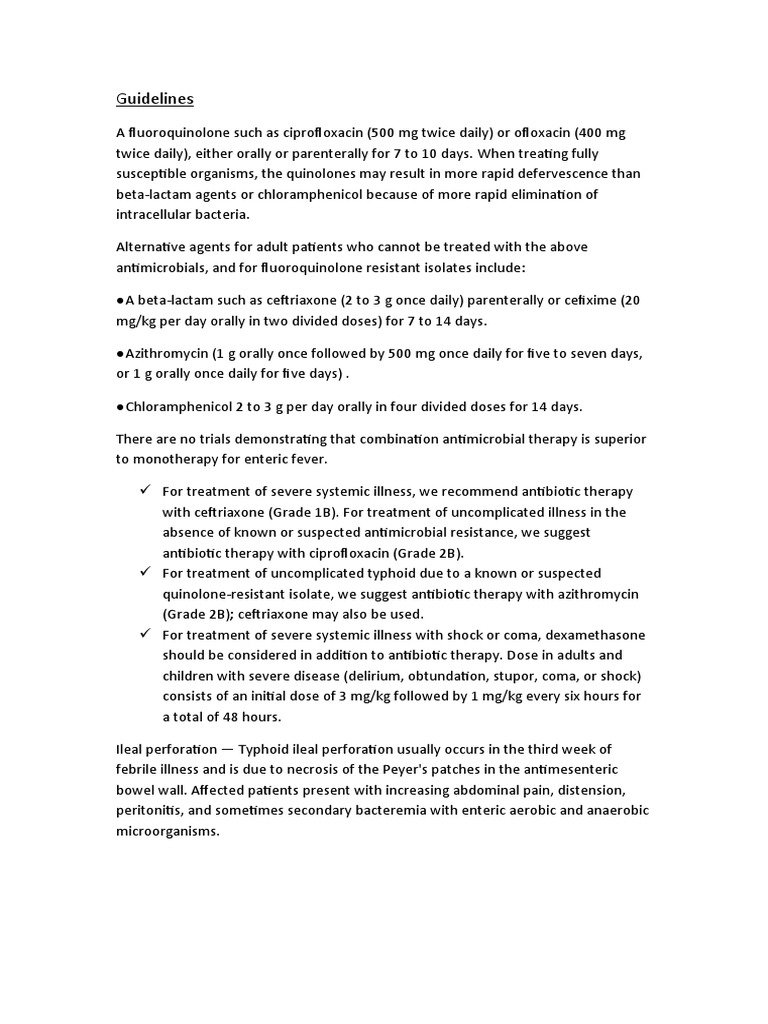 Typhoid Treatment Guidelines 2023 | PDF | Medical Treatments | Pharmacology