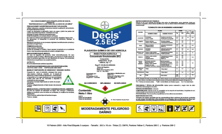 Decis 2.5 EC X 1L | PDF | Agua