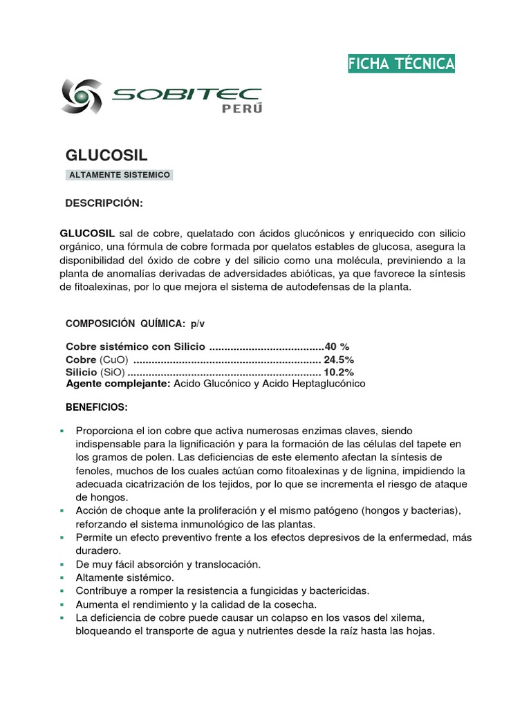 Glucosil: Cobre Quelatado con Silicio | PDF | Cobre | Lignina