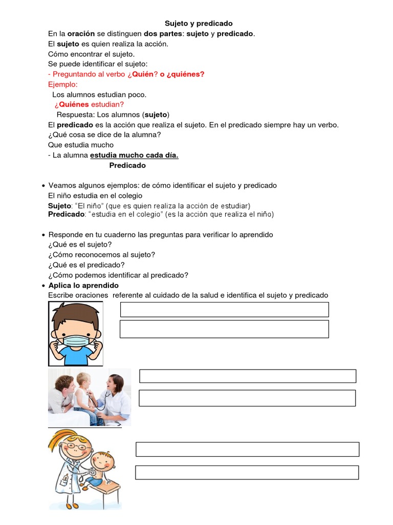 Sujeto y Predicado | PDF | Asunto (gramática) | Predicado (Gramática)