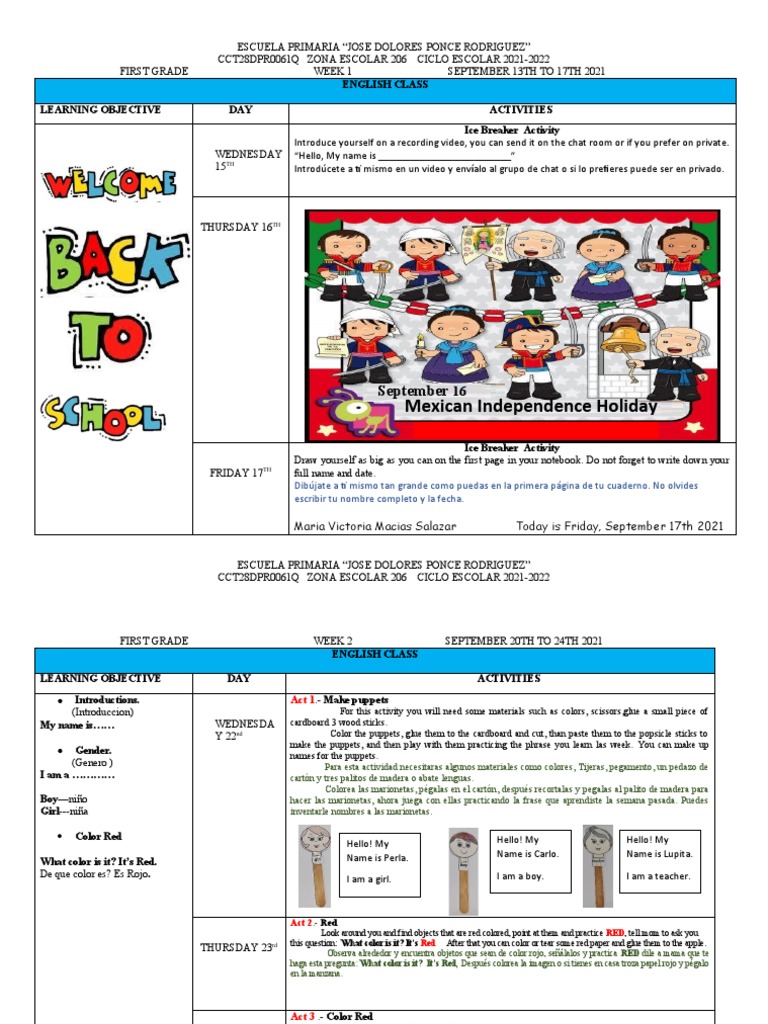 1 First Grade Lessons Plan | PDF