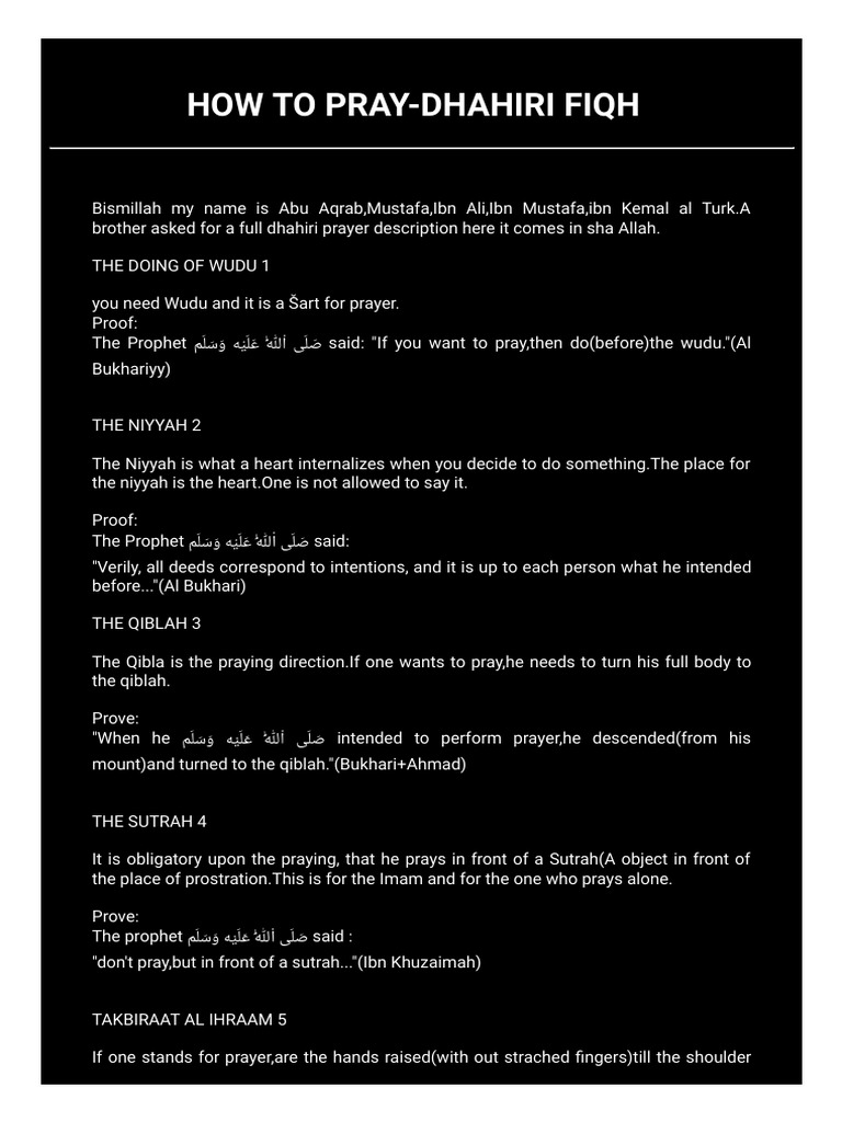 How To Pray-Dhahiri Fiqh | PDF | Islamic Branches | Semitic Words And ...