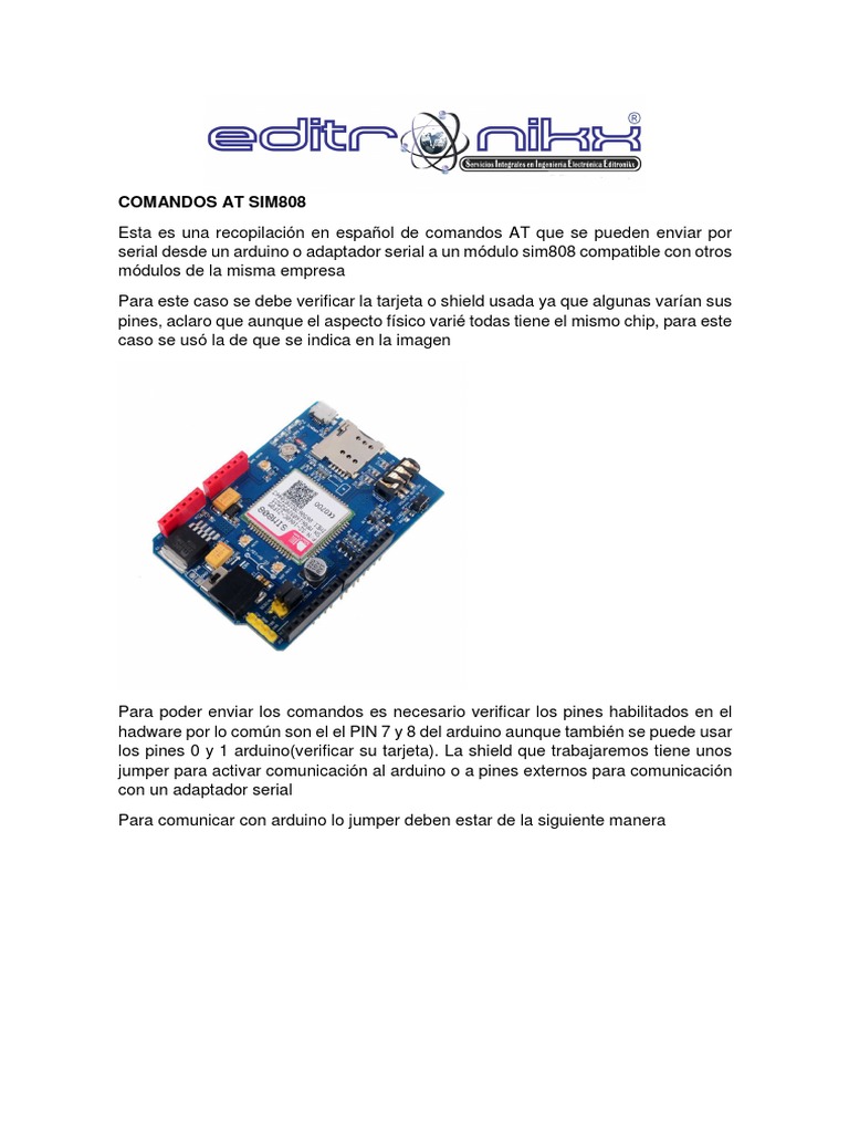 Comandos at Sim808 - Editronikx | PDF | Electrónica | Telecomunicaciones