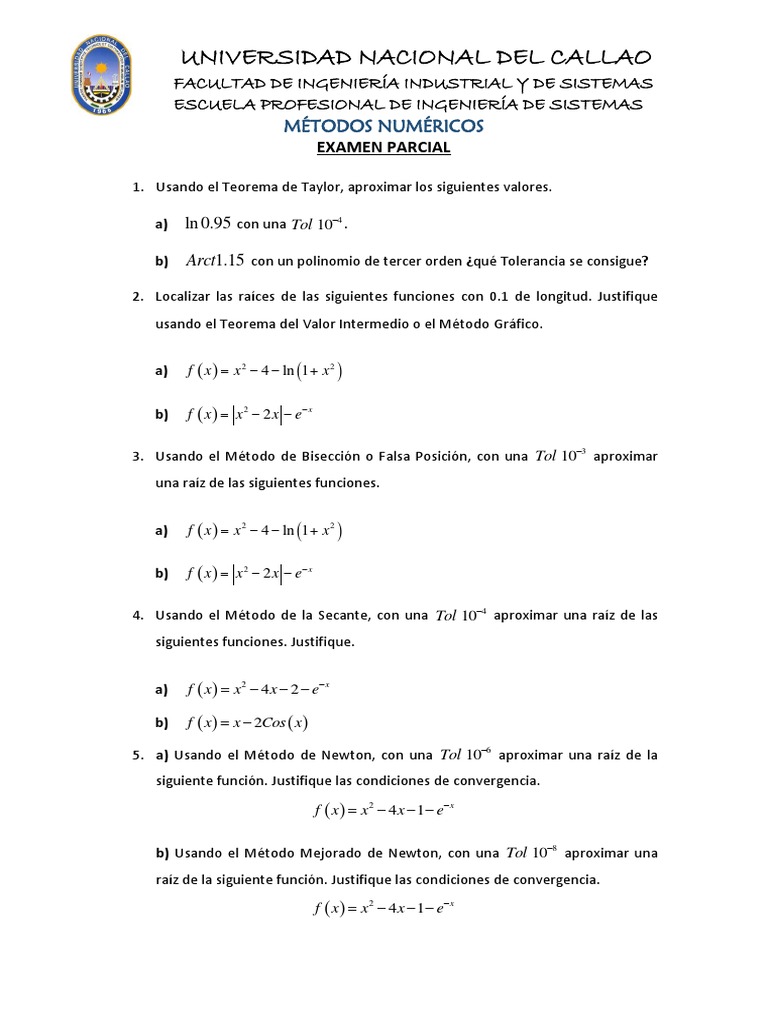 Examen Parcial-Métodos Numéricos-2021 B | PDF