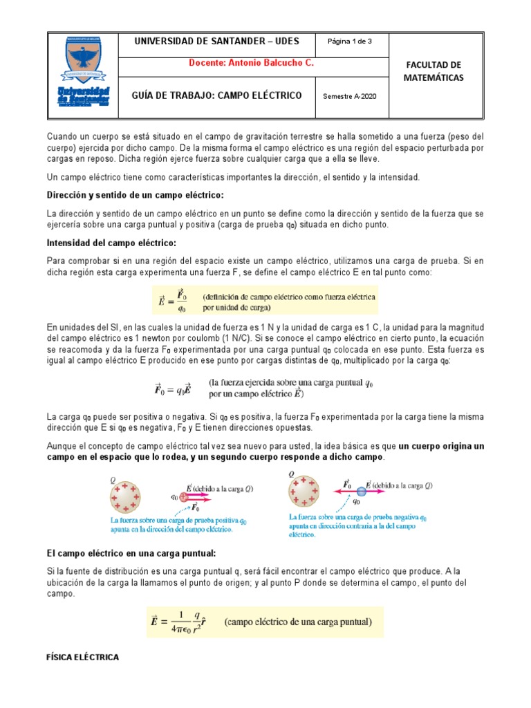 Guia 2 - Campo Eléctrico | PDF | Fuerza | Campo eléctrico