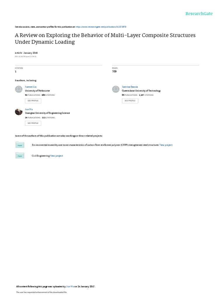 A Review On Exploring The Behavior of Multi-Layer Composite Structures Under Dynamic Loading ...