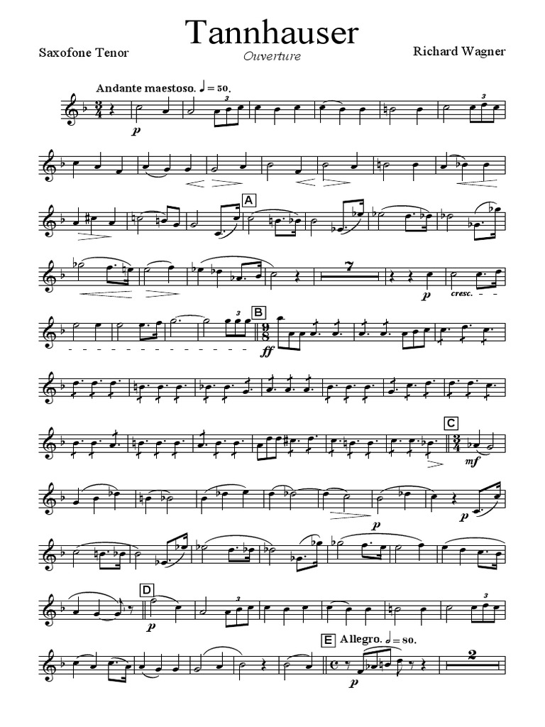 TANNHAUSER - 10 - Saxofone Tenor | PDF | Classical Compositions | Poetics