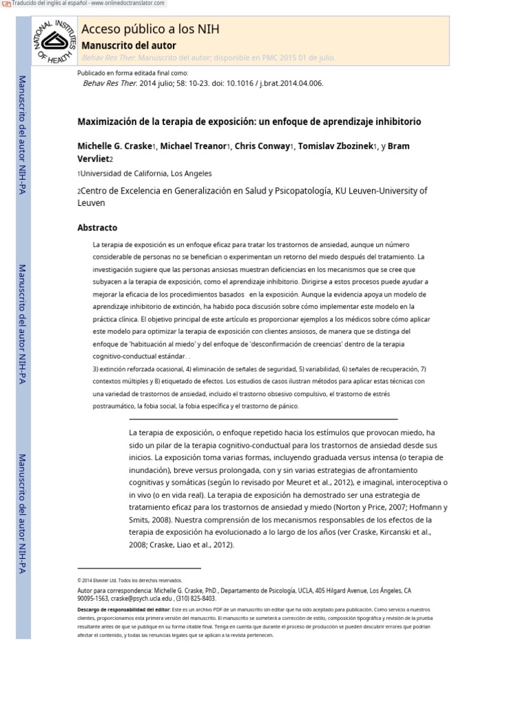 Craske, Et - Al. (2014) - Maximizing Exposure Therapy An Inhibitory ...