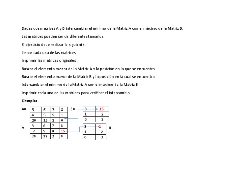 Ejercicio MATRICES Min Max | PDF