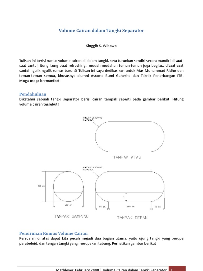 Volume Tangki Separator | PDF