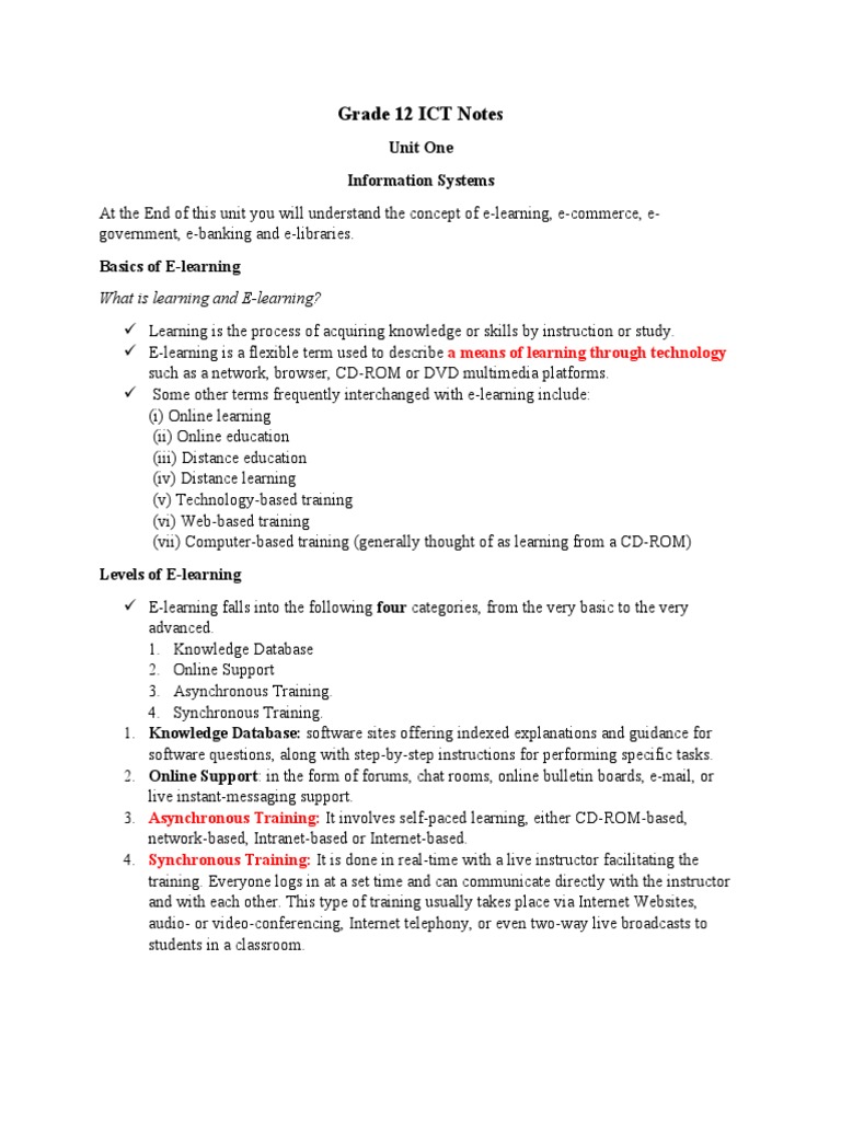 Grade 12 ICT Notes | PDF | Educational Technology | Telecommunication