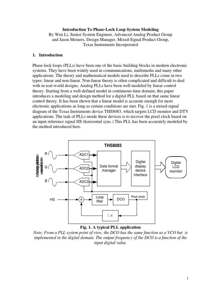 Introduction To Phase-Lock Loop System Modeling | PDF | Computer ...