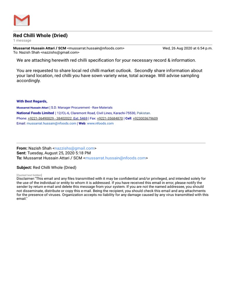 Gmail - Red Chilli Whole (Dried) | PDF