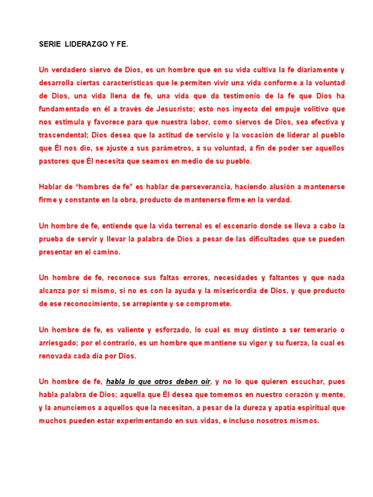 Serie Liderazgo y Fe. | PDF | Fe | Ezequiel