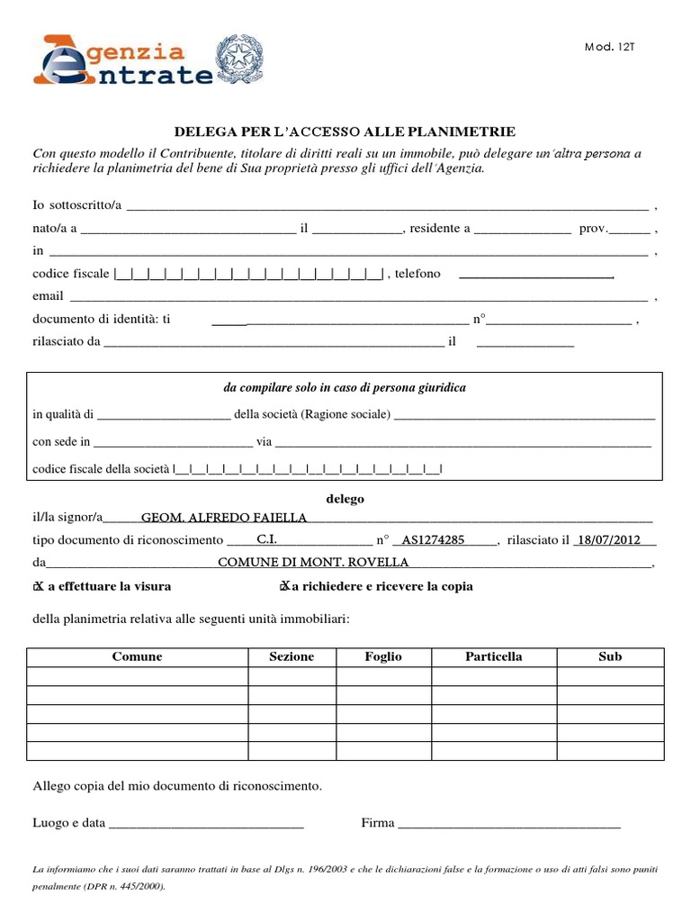 Delega Planimetrie Catastali | PDF