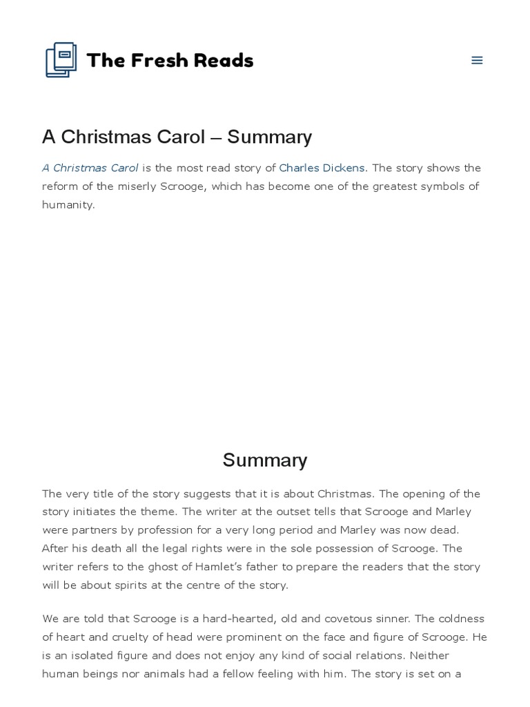 A Christmas Carol by Charles Dickens - Summary | PDF | Ebenezer Scrooge ...