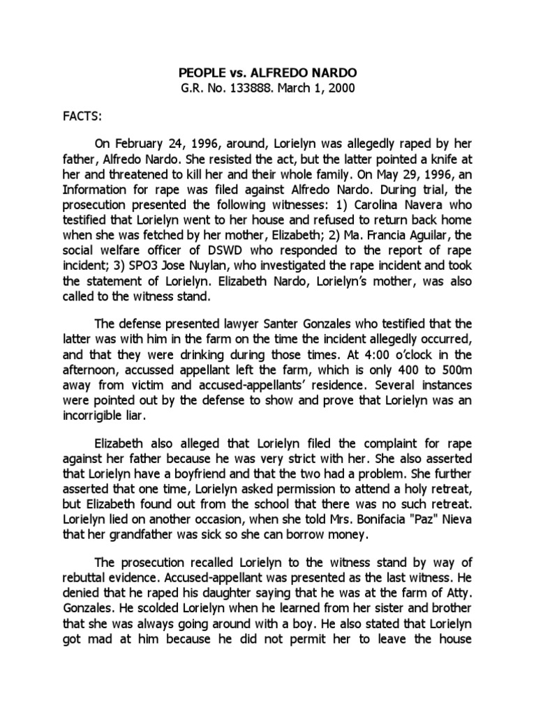 PEOPLE Vs Nardo | PDF | Trials | Rape