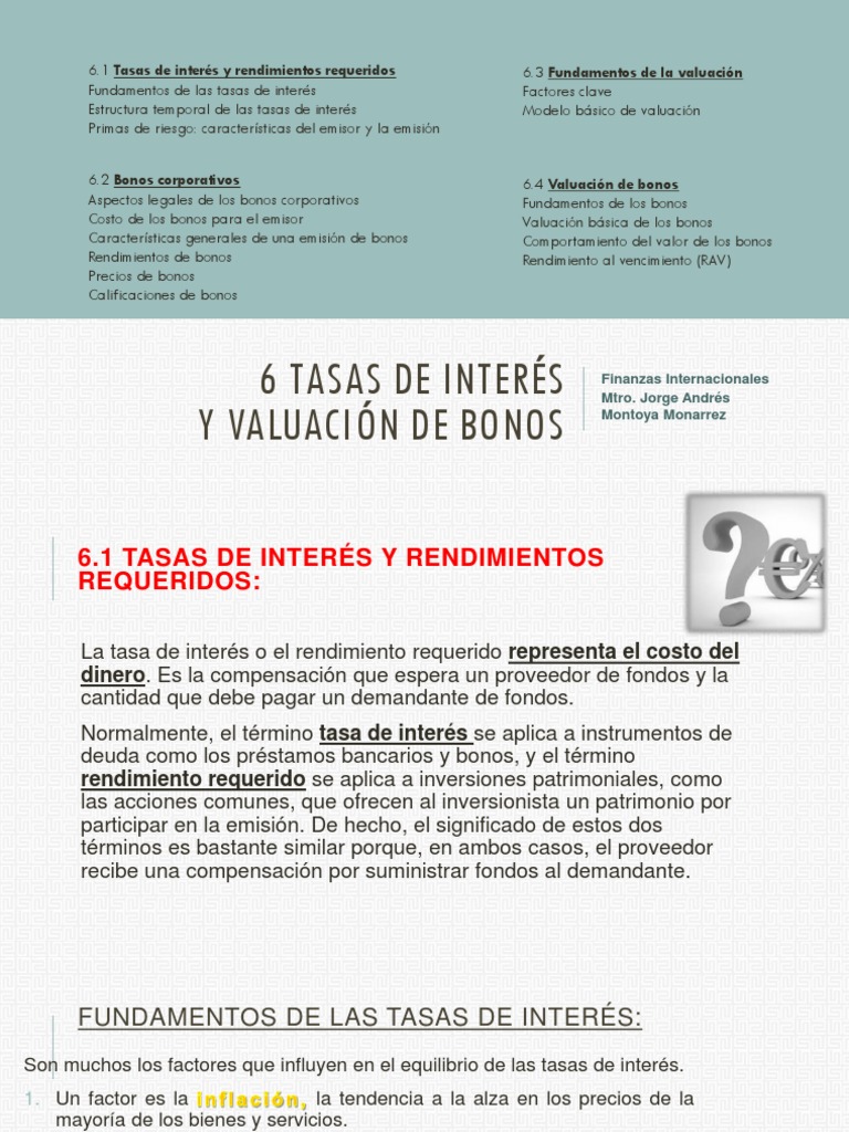 Tema 6 Tasa de Interes y Valuacion de Bonos | PDF | Bonos corporativos | Interés