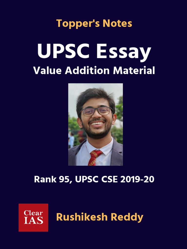 Topper Rushikesh Reddy Upsc Essay Value Addition Material Clearias ...