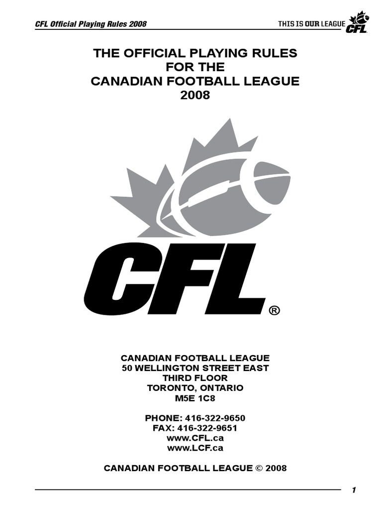 Canadian Football League Rulebook 2008 | PDF | Team Sports | Sport Variants