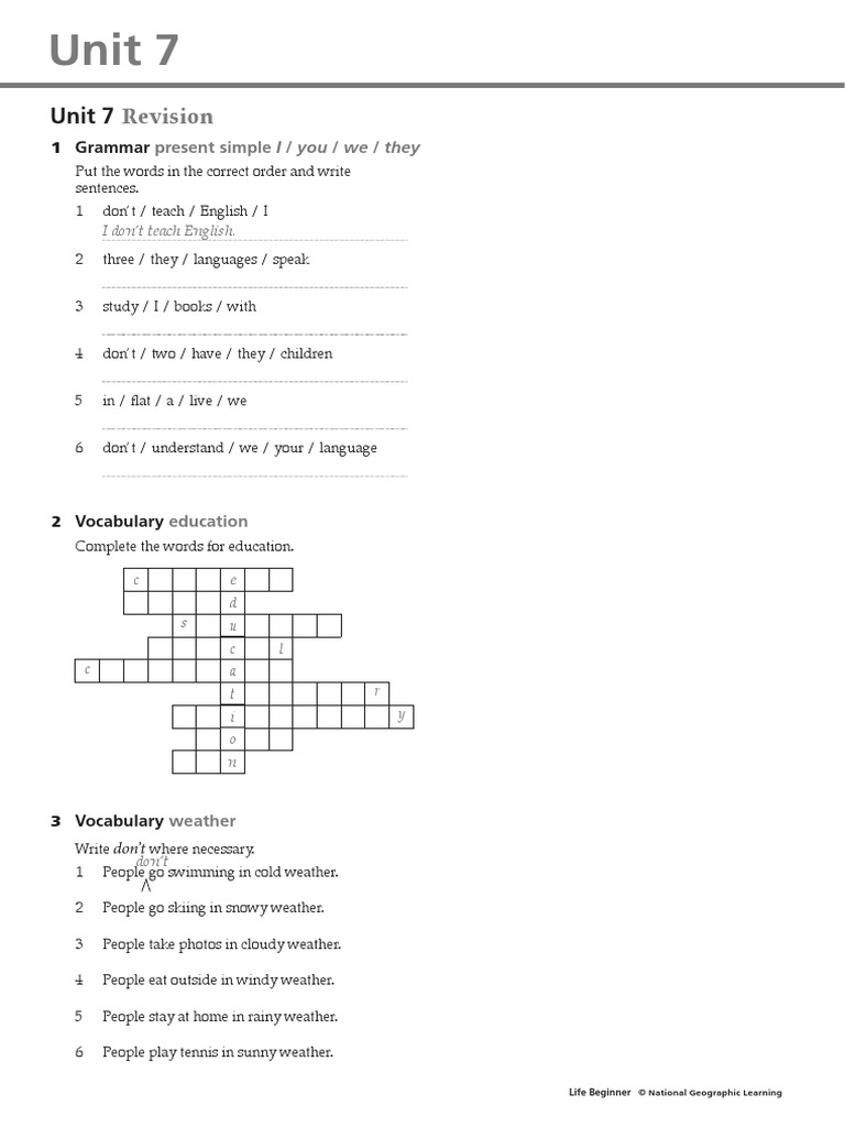 Beg Unit7 Revision | PDF | Applied Linguistics | Cognitive Science