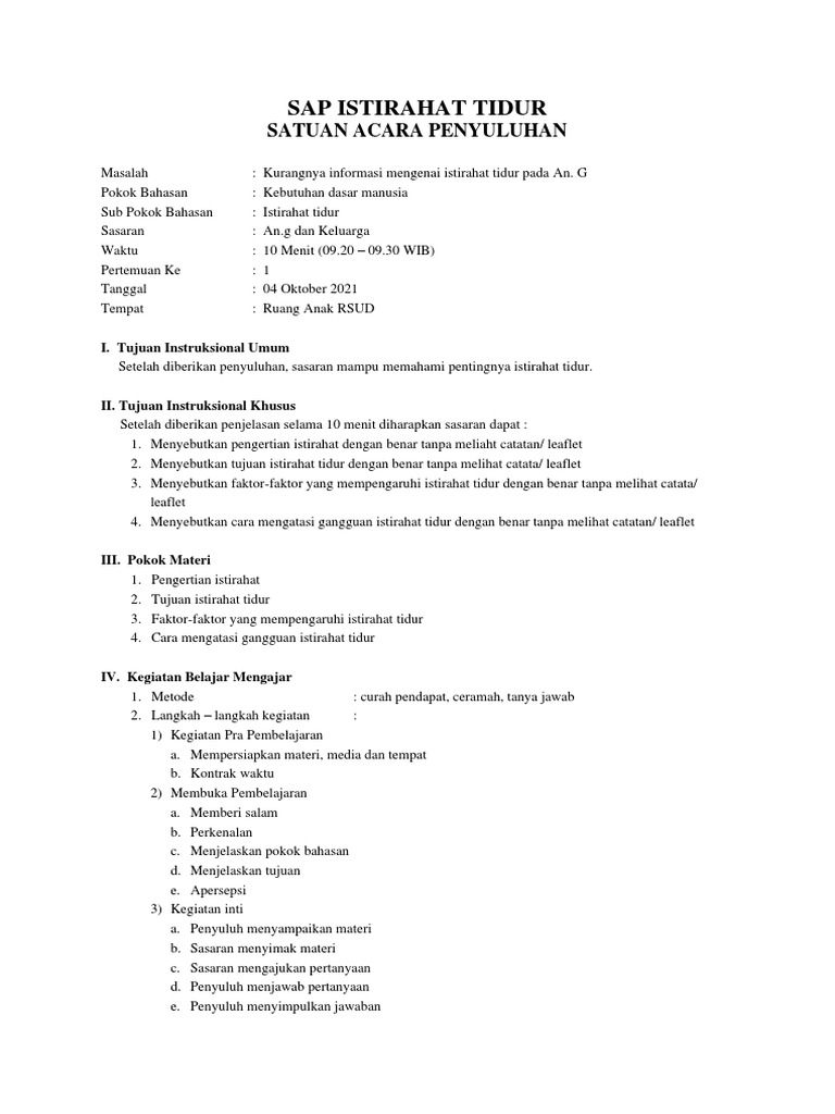SAP Istirahat Tidu | PDF | Sains & Matematika