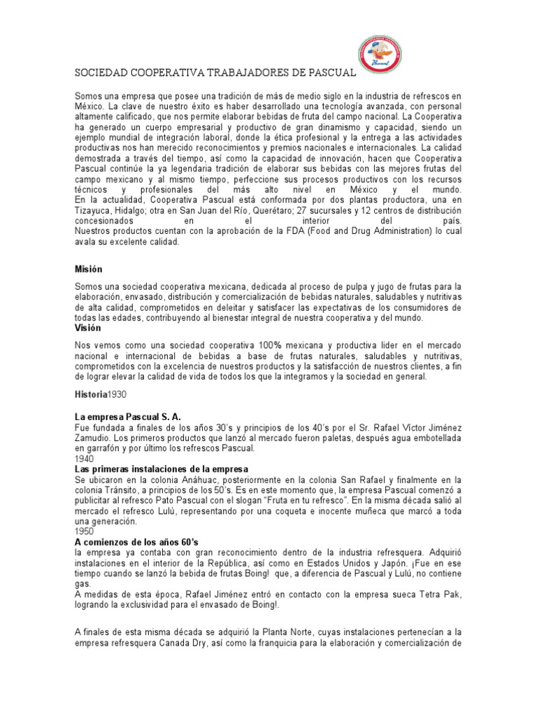Historia de La Cooperativa de Pato Pascual | PDF | México | Cooperativa