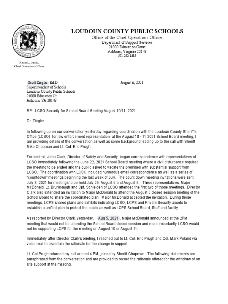 LCPS Operations Letter | PDF