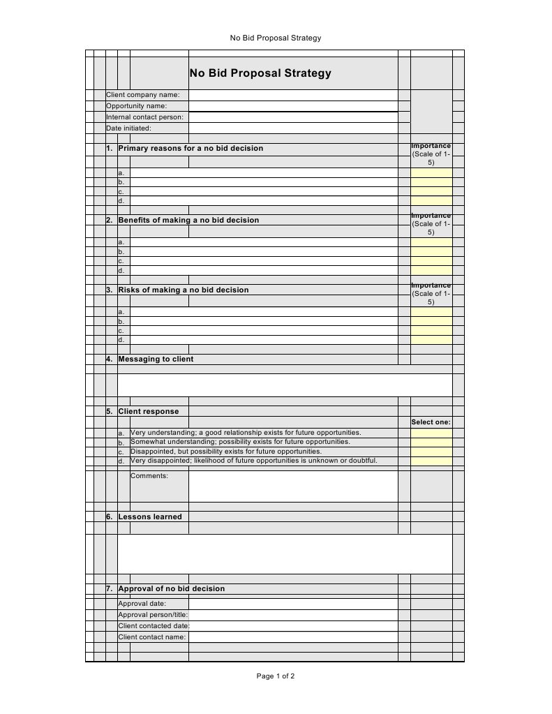 No Bid Proposal Strategy1 | PDF | Psychology | Business