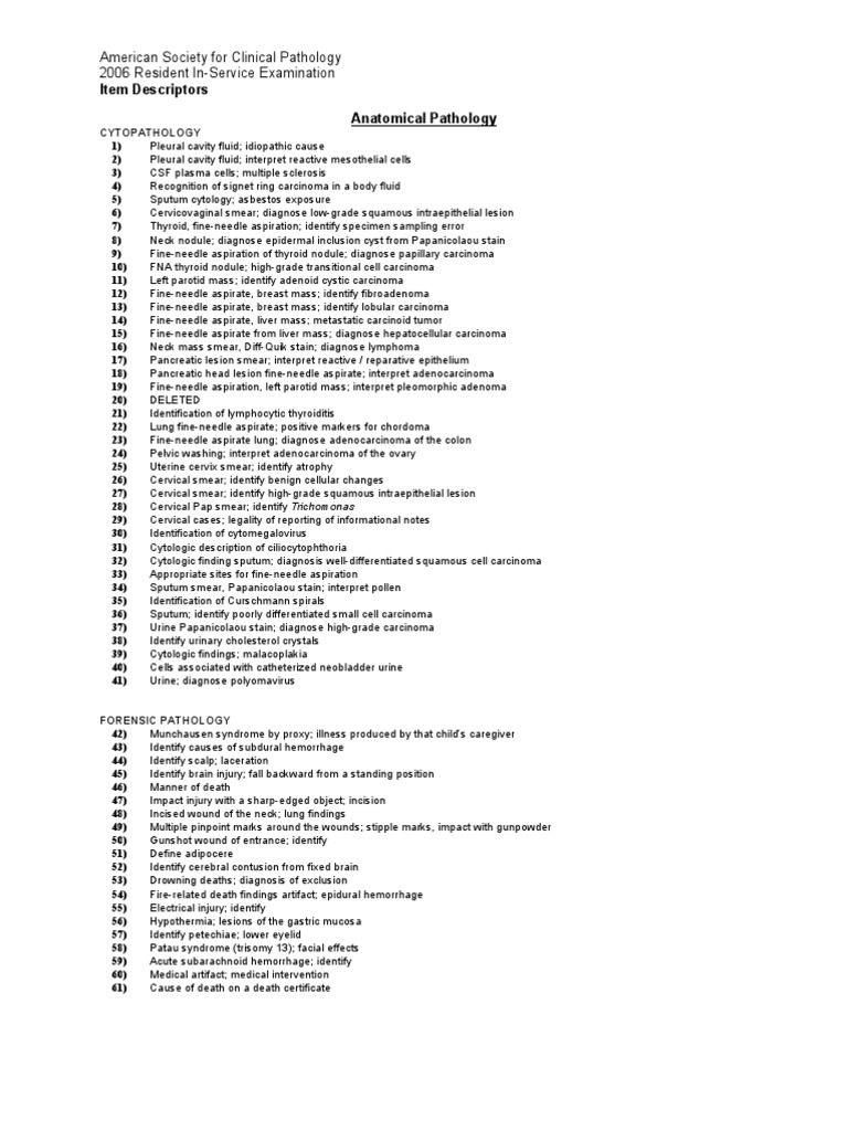 Item Descriptors Anatomical Pathology: American Society For Clinical ...