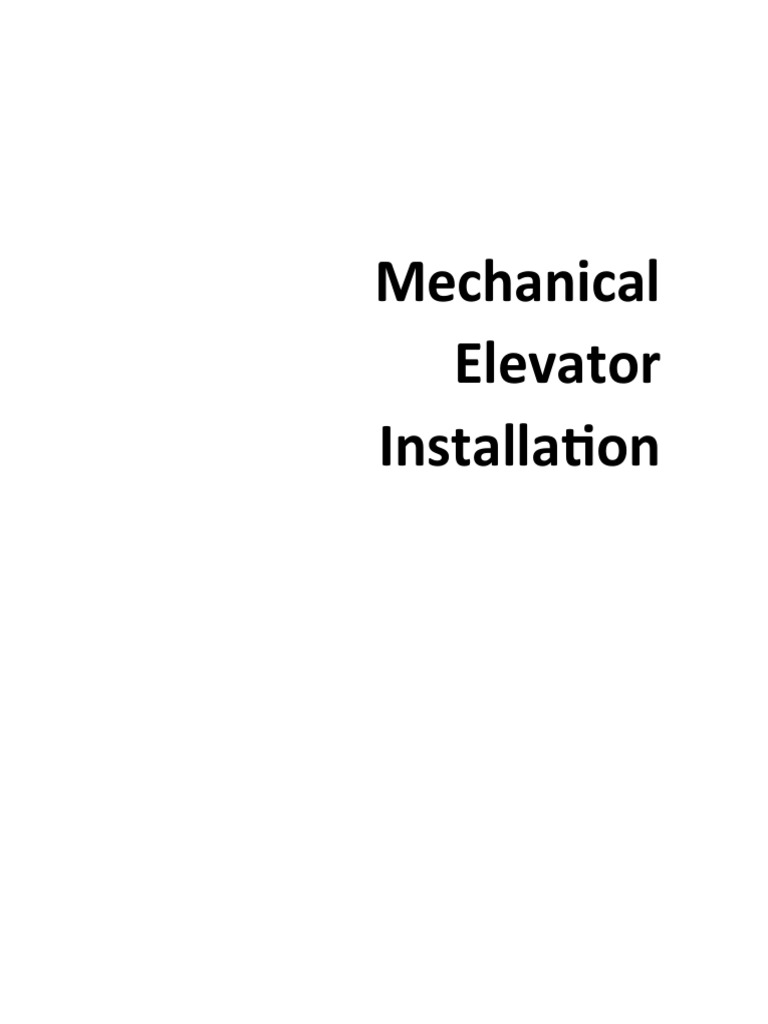 Elevator Installation Safety Procedures | PDF | Elevator | Electric Motor