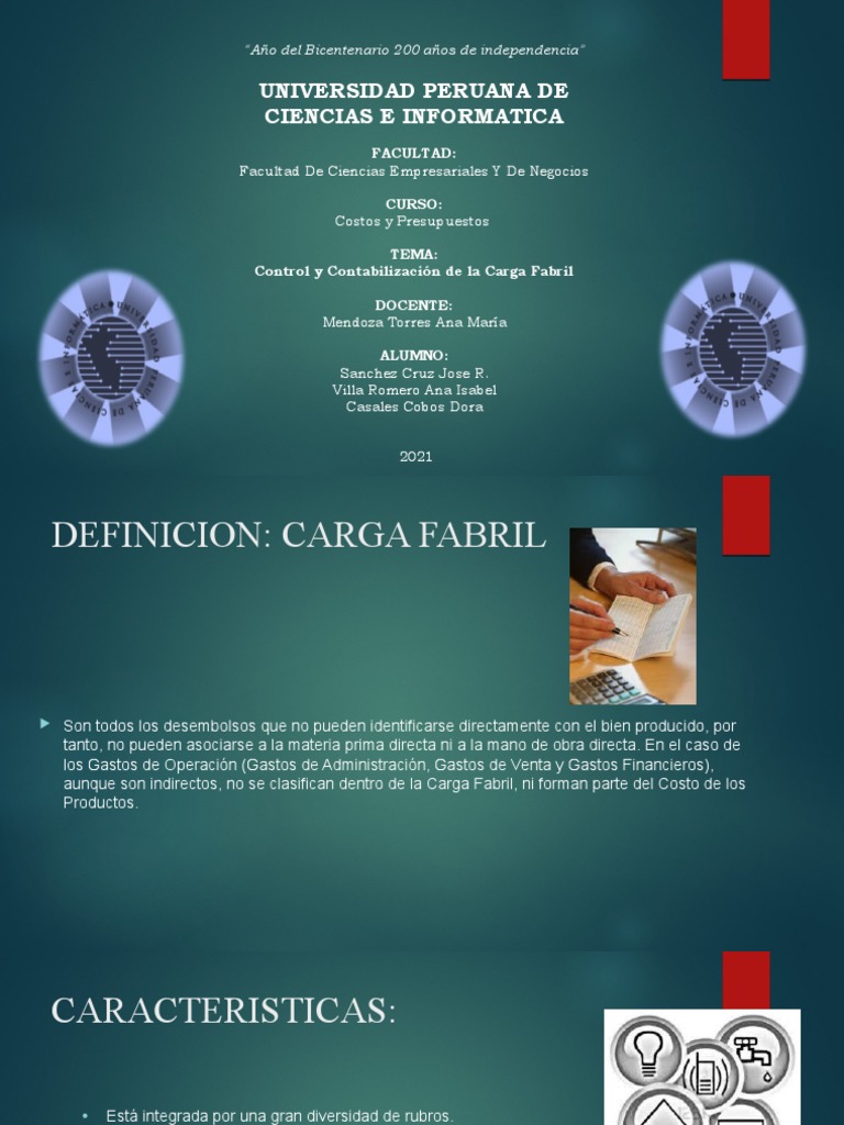 Contr. Contab. de La Carga Fabril | PDF | Presupuesto | Costo