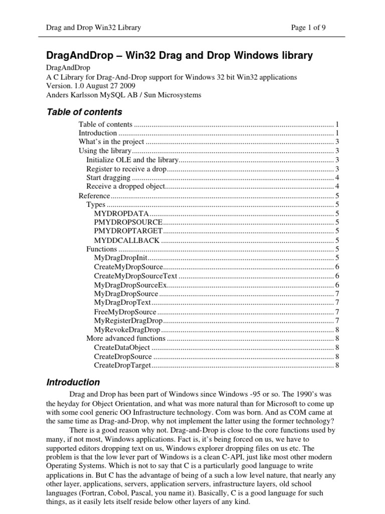 Draganddrop - Win32 Drag and Drop Windows Library | PDF | Component Object Model | Pointer ...