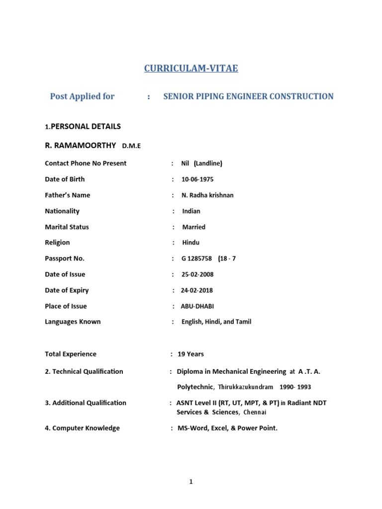 Piping Supervisor - Ambe | PDF | Pipe (Fluid Conveyance) | Mechanical ...