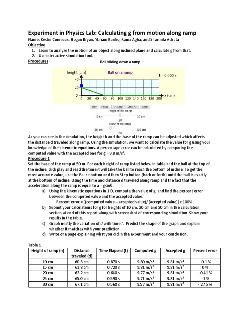 Physics Lab 3 Motion Along Ramp | PDF | Velocity | Acceleration