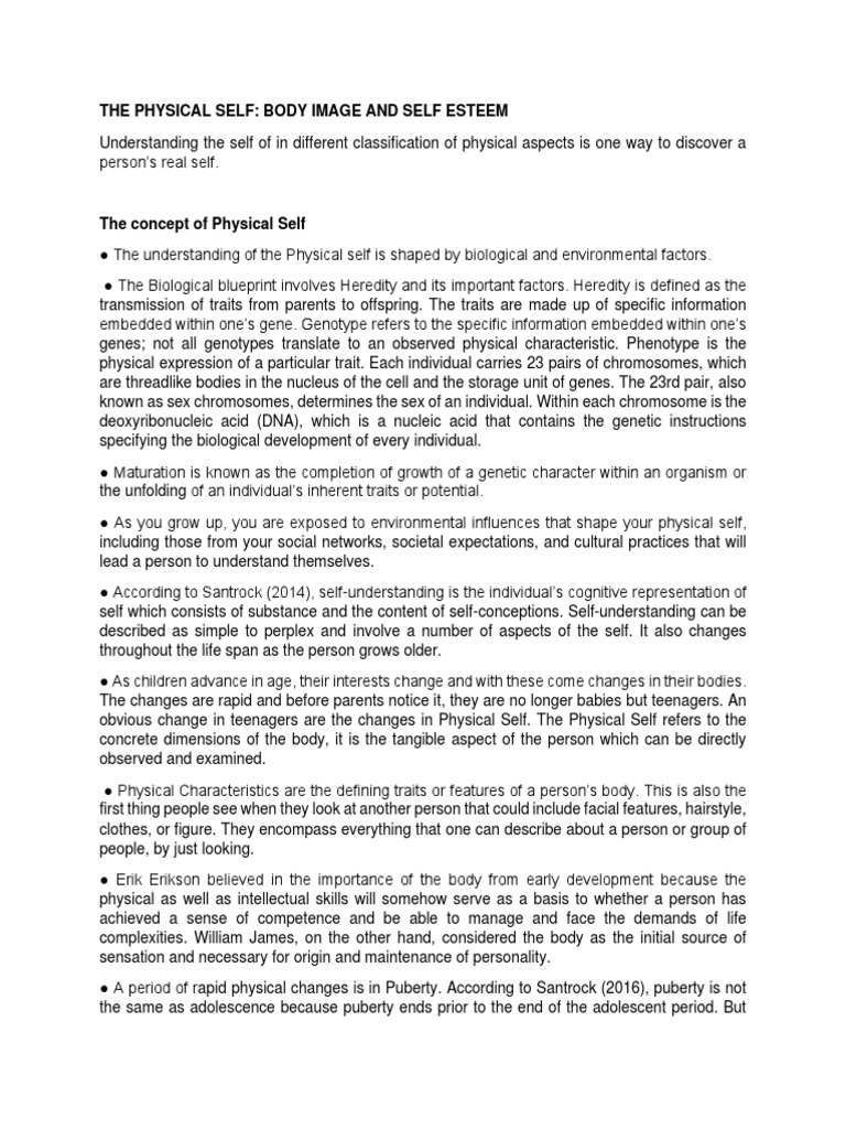 Understanding the Multidimensional Nature of Physical Self: A ...