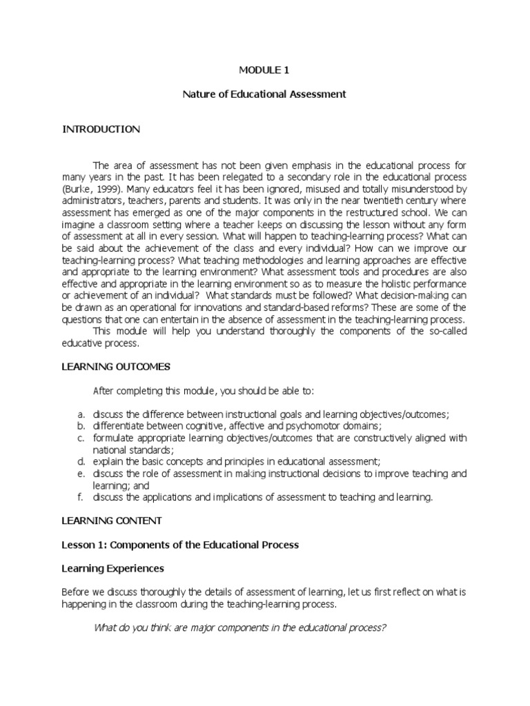 Nature of Educational Assessment: What Do You Think Are Major ...