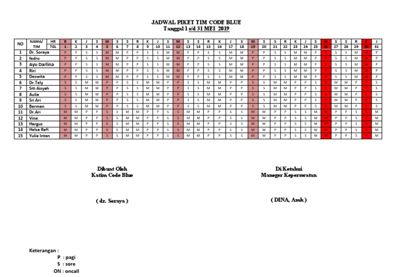 MAY CODE BLUE SCHEDULE | PDF