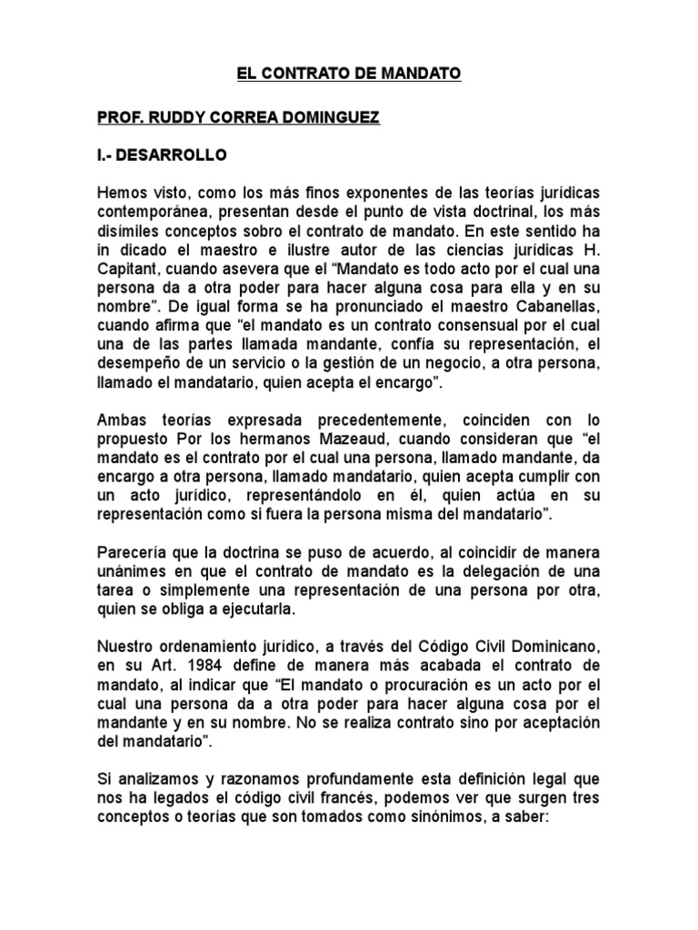 Conceptos Clave del Contrato de Mandato | PDF | Justicia | Crimen y ...