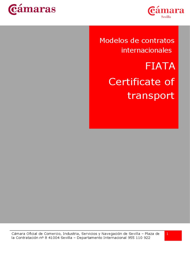 Modelo-de-FIATA Certificate of Transport | PDF | Arbitraje | Transporte