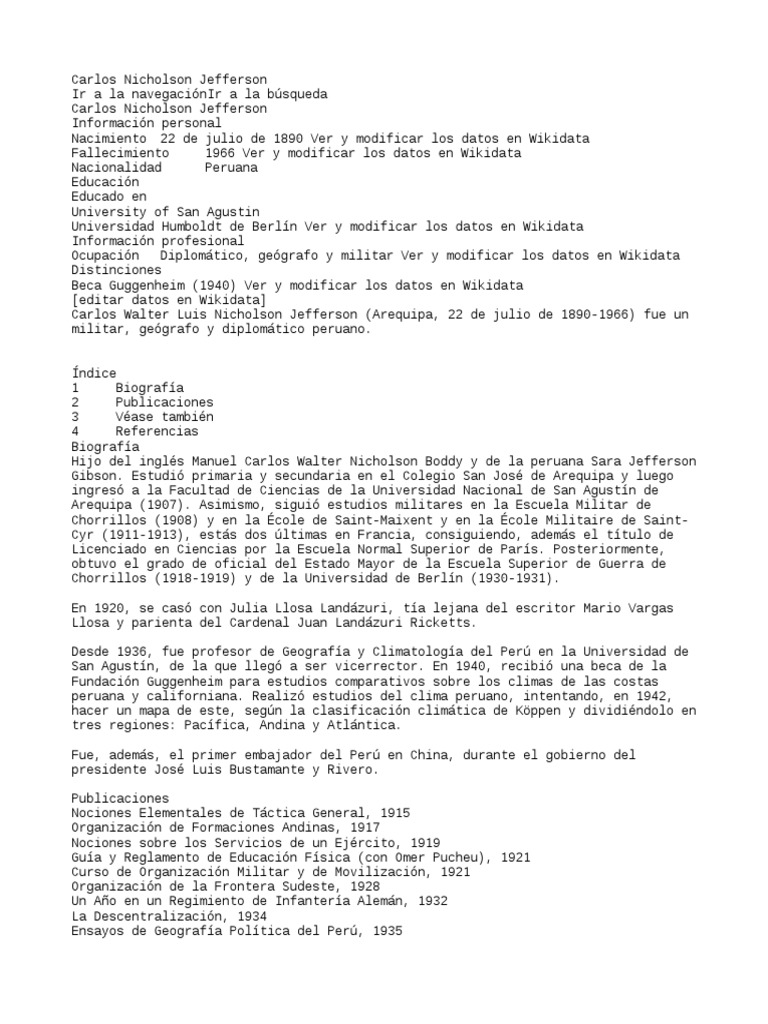 Carlos Nicholson Jefferson | PDF | Perú | Wikipedia